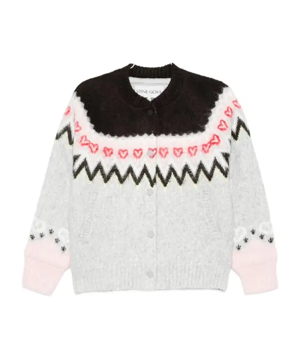 Stine Goya Graphic Intarsia Long-sleeved Cardigan - White