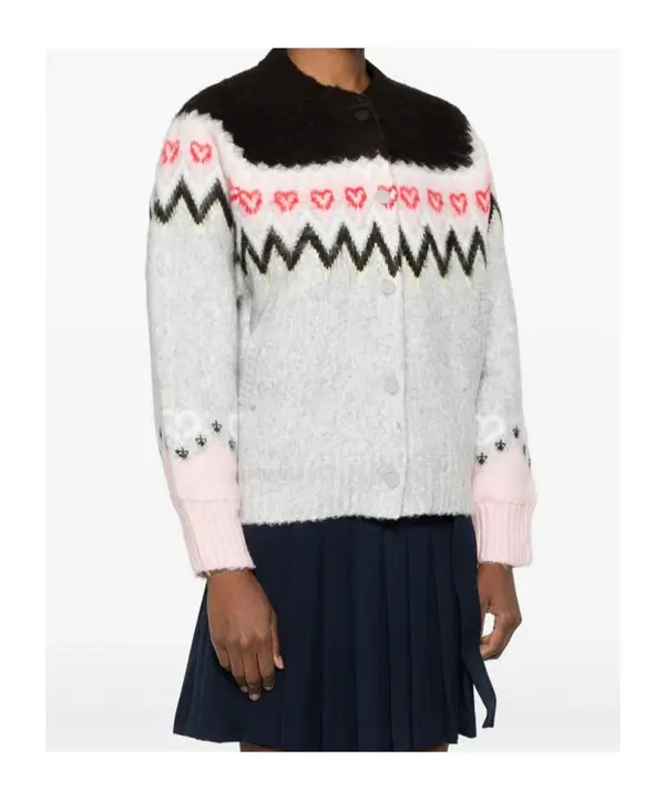 Stine Goya Graphic Intarsia Long-sleeved Cardigan