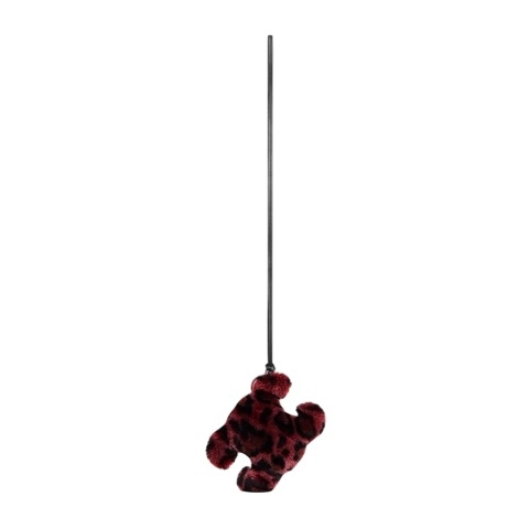 Celine Triomphe Pom-pom Keyring In Shearling And Calfskin - Black