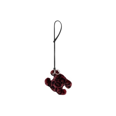 Celine Triomphe Pom-pom Keyring In Shearling And Calfskin