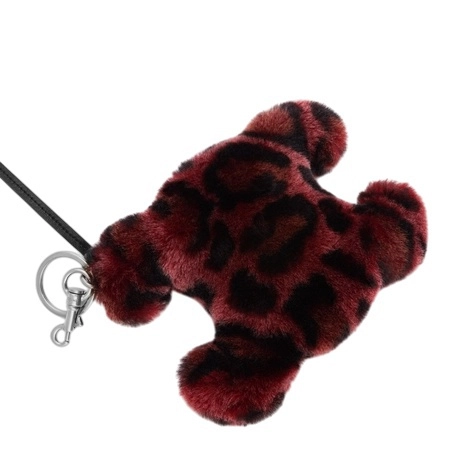 Celine Triomphe Pom-pom Keyring In Shearling And Calfskin