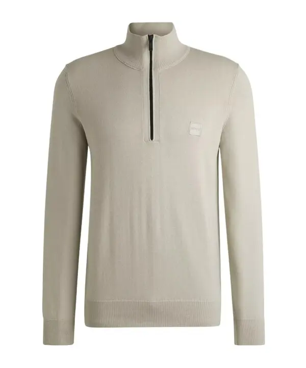 Hugo Boss Quarter Zip Sweater With Logo Patch