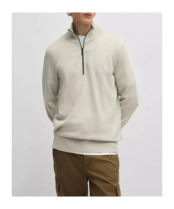 Hugo Boss Quarter Zip Sweater With Logo Patch