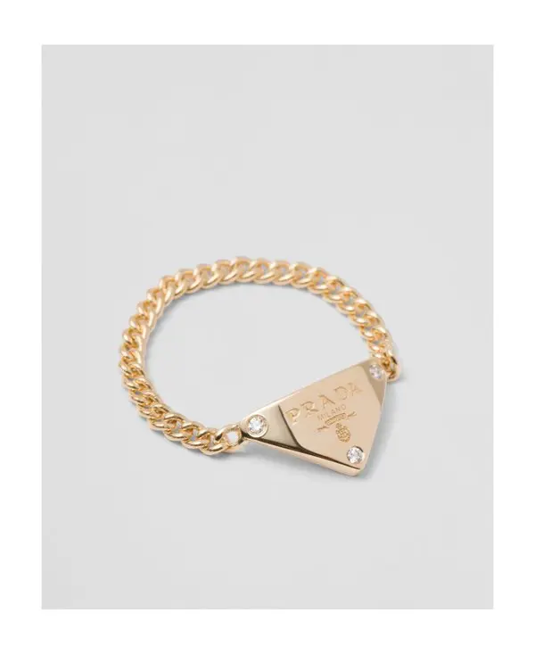 Prada Eternal Gold Chain Ring In Gold With Diamonds