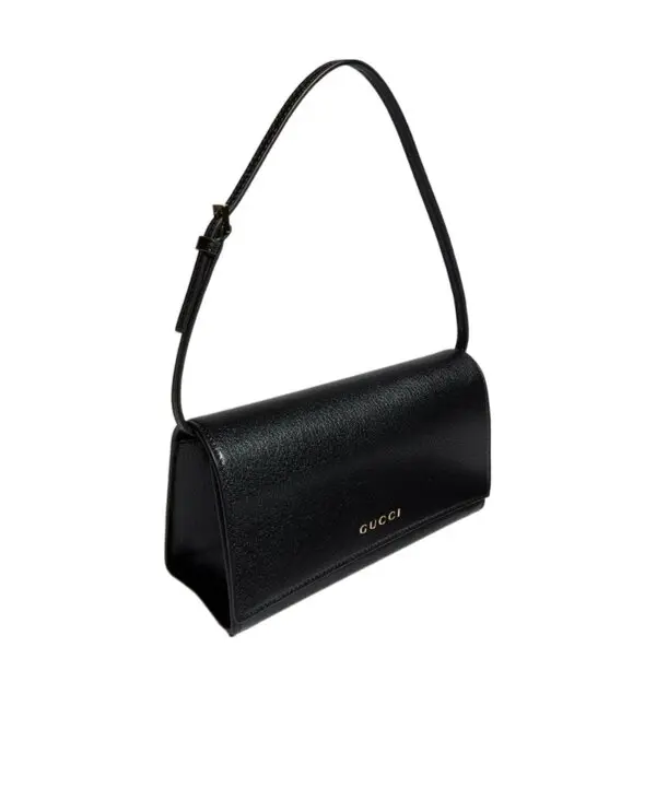 Gucci Leather Pouch With Gold-foiled Logo - Black
