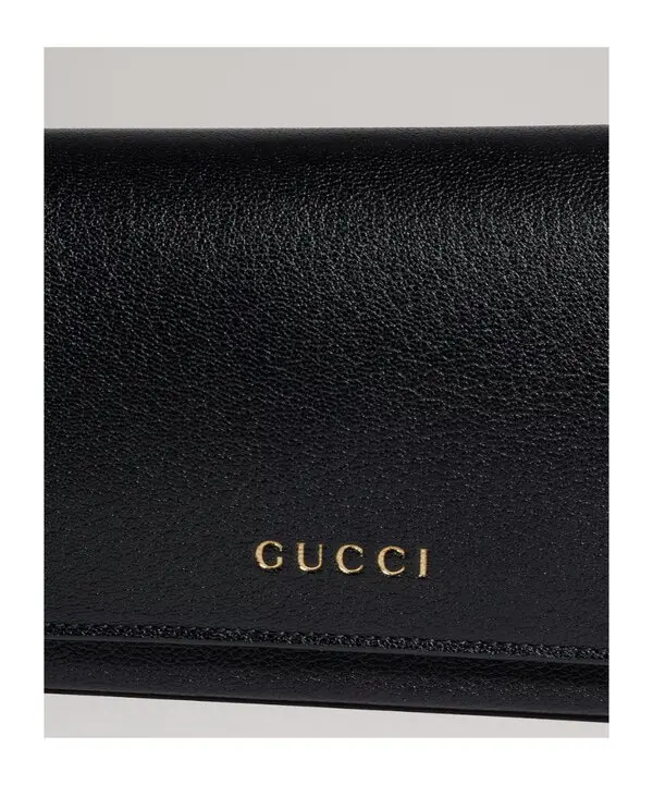 Gucci Leather Pouch With Gold-foiled Logo - Black