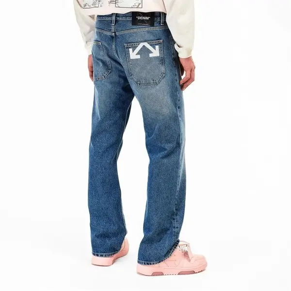 Off-White Half Arrow Straight Leg Jeans - Blue