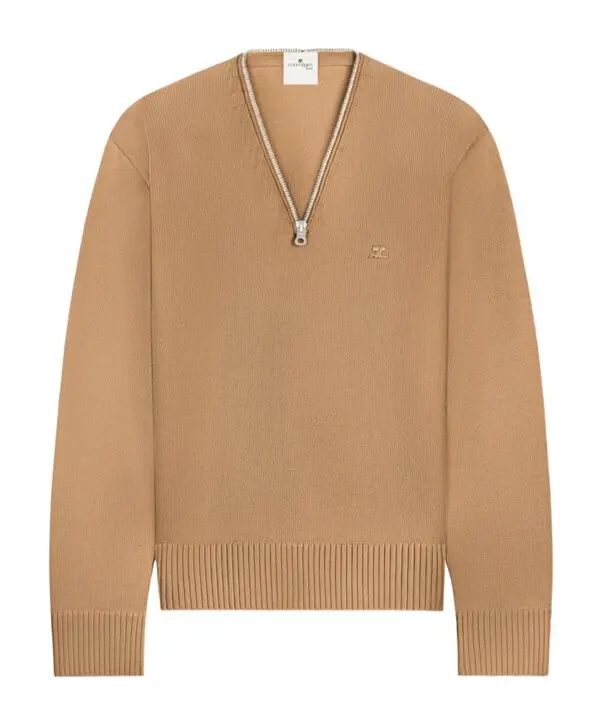 COURREGES Zip-detail Wool Sweater - The Toffees