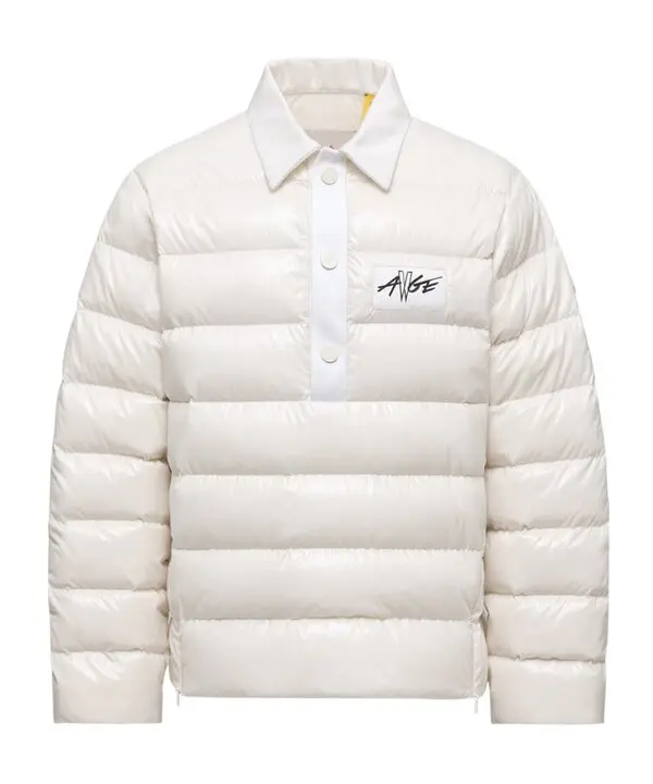 Moncler Quilted Down Jacket With Logo Print