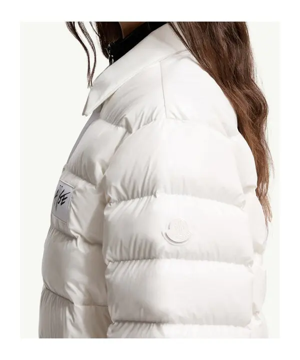 Moncler Quilted Down Jacket With Logo Print