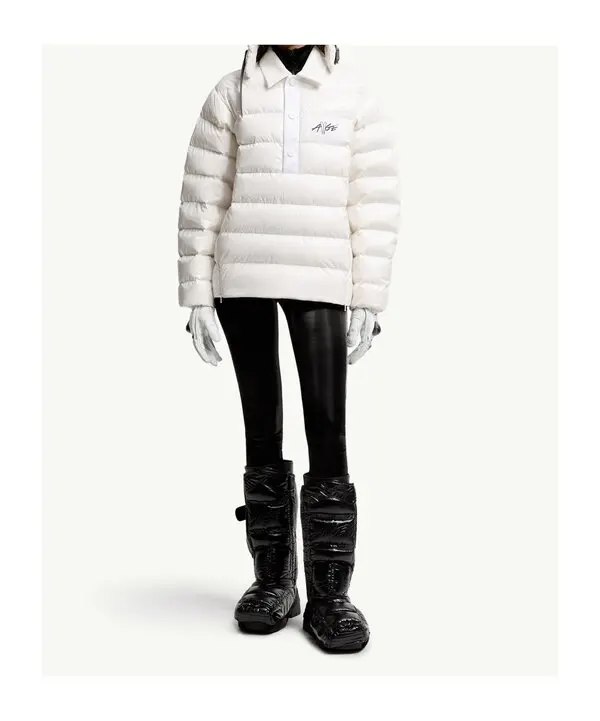 Moncler Quilted Down Jacket With Logo Print