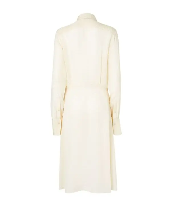 Fendi Silk Jacquard Midi Shirt Dress - Ivory