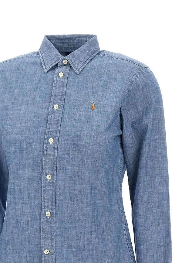 Polo Ralph Lauren Long-sleeved Embroidered Shirt - Blue