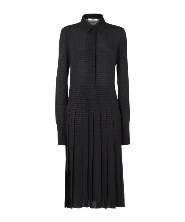Fendi Pleated Zigzag-pattern Midi Dress