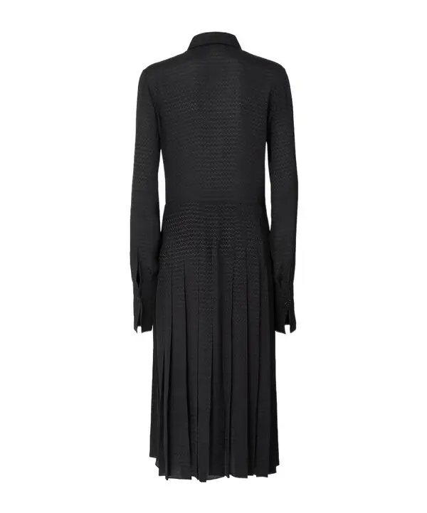 Fendi Pleated Zigzag-pattern Midi Dress