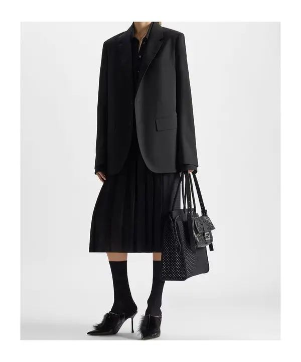 Fendi Pleated Zigzag-pattern Midi Dress