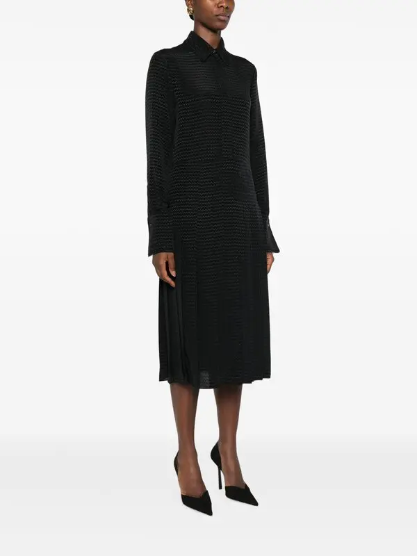 Fendi Chevron Jacquard Pleated Dress - Black