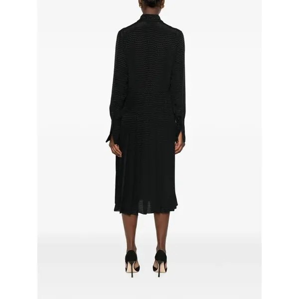 Fendi Chevron Jacquard Pleated Dress - Black
