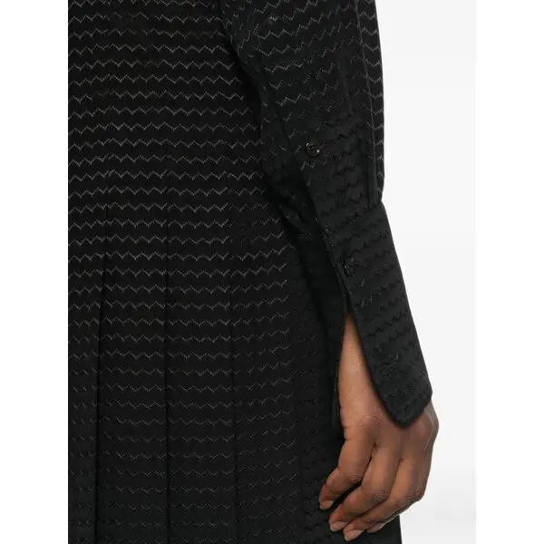 Fendi Chevron Jacquard Pleated Dress - Black