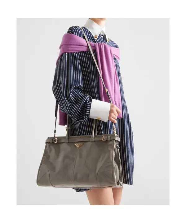 Prada Triangle-logo Drawstring Shoulder Bag - Blue-gray