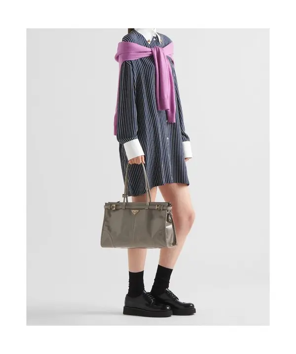 Prada Triangle-logo Drawstring Shoulder Bag - Blue-gray