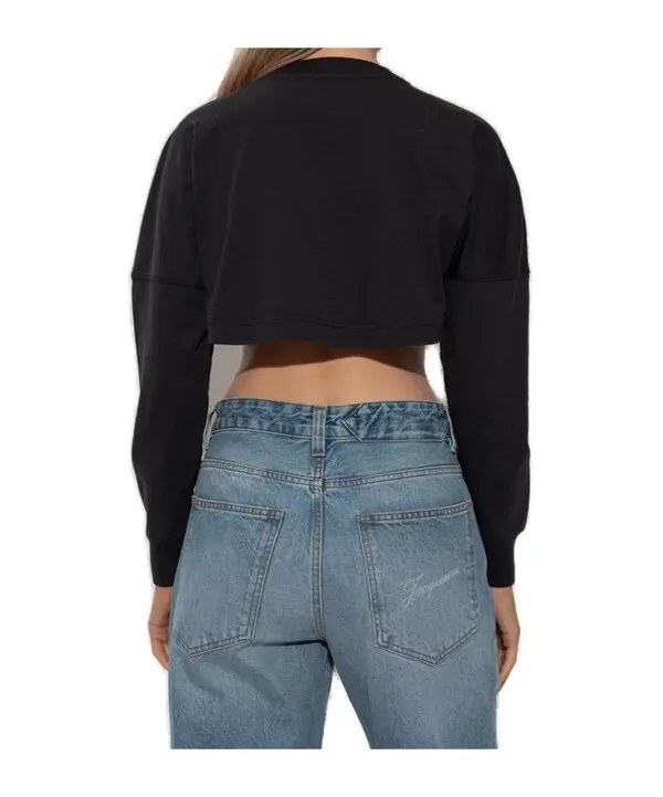 Palm Angels Curved Logo Printed Cropped Top