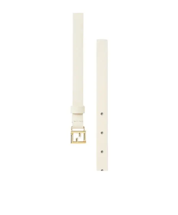 Fendi O'lock Leather Belt - Parchment