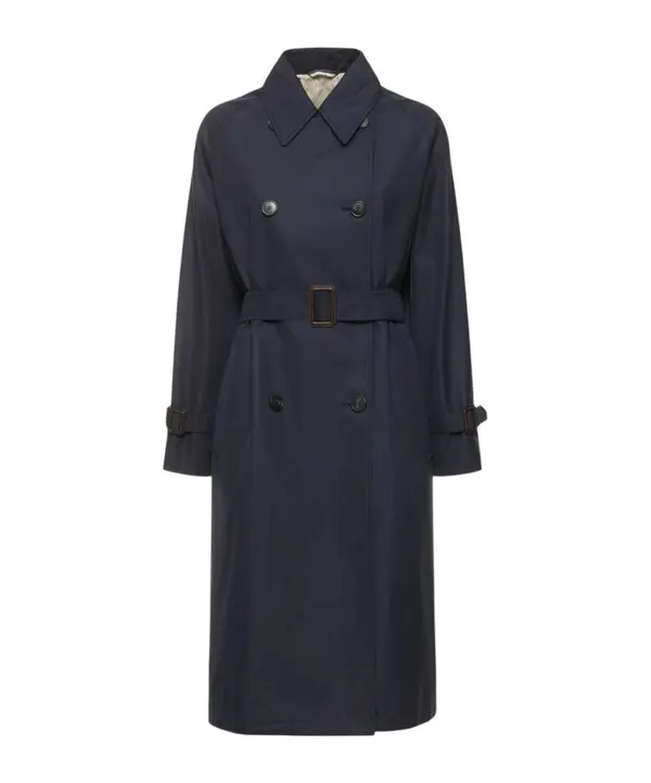 Max Mara Ghia Belted Gabardine Trench Coat - Blue