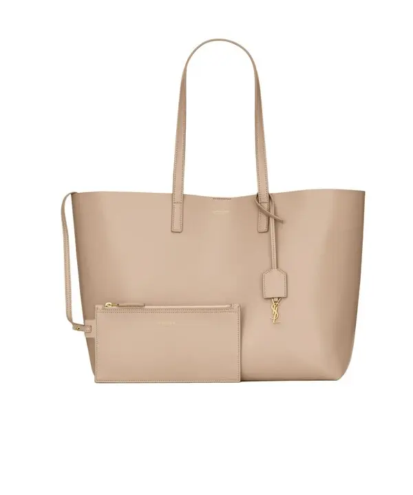 Saint Laurent Logo Detailed Top Handle Bag - Dark Beige