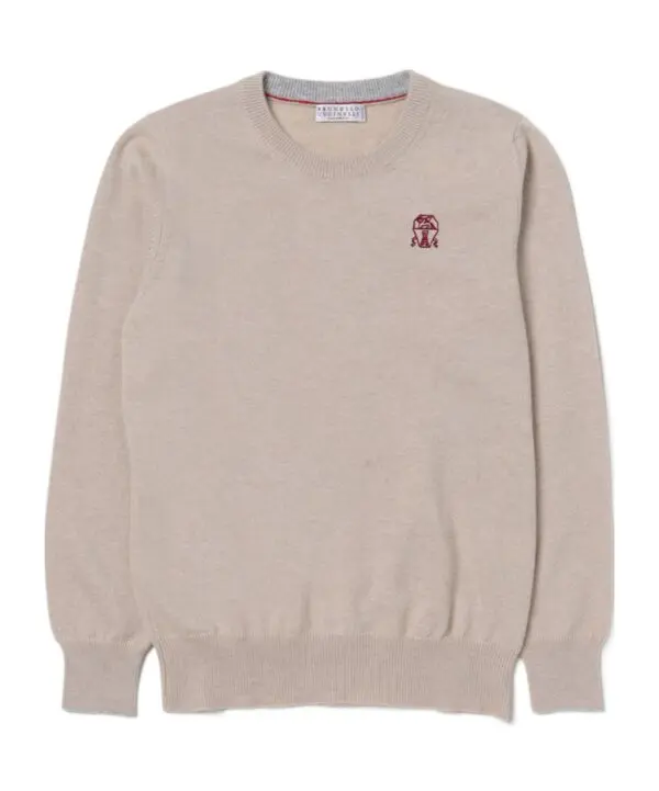 Brunello Cucinelli Round Neck Long Sleeve Sweater - Beige
