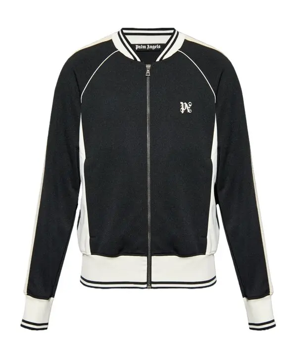 Palm Angels Pa Monogram Embroidered Zip-up Sweatshirt