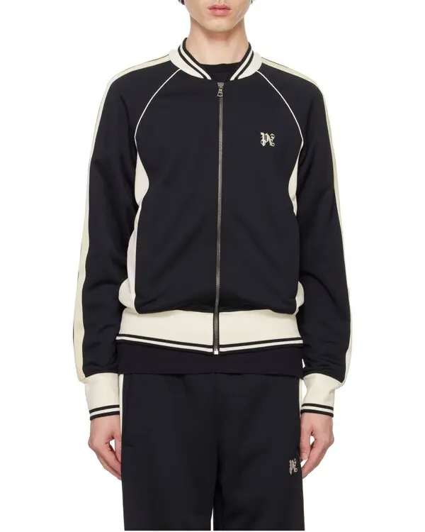 Palm Angels Pa Monogram Embroidered Zip-up Sweatshirt