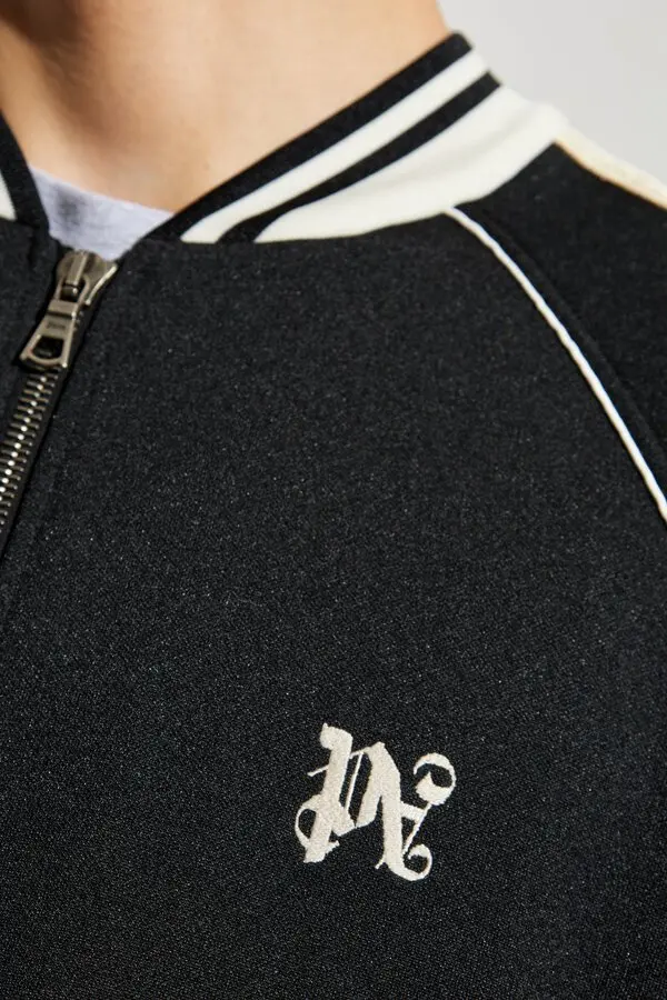 Palm Angels Pa Monogram Embroidered Zip-up Sweatshirt
