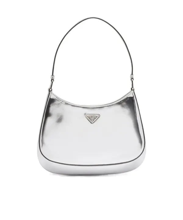 Prada Cleo Brushed Leather Shoulder Bag - Silver