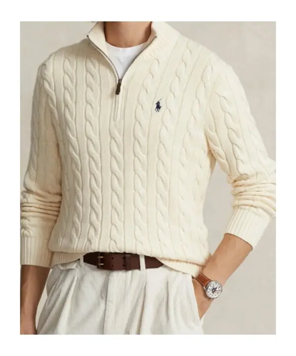 Polo Ralph Lauren Pony Embroidered Cable Knit Quarter Zip Jumper