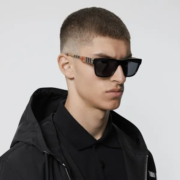 Burberry Check Rectangular Sunglasses