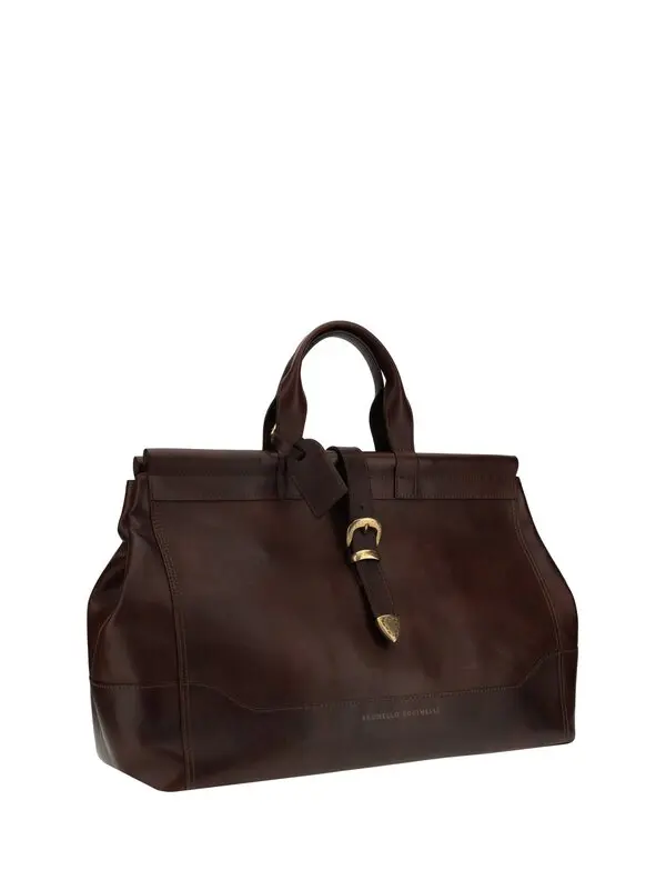 Brunello Cucinelli Logo Printed Buckle Detailed Travel Bag
