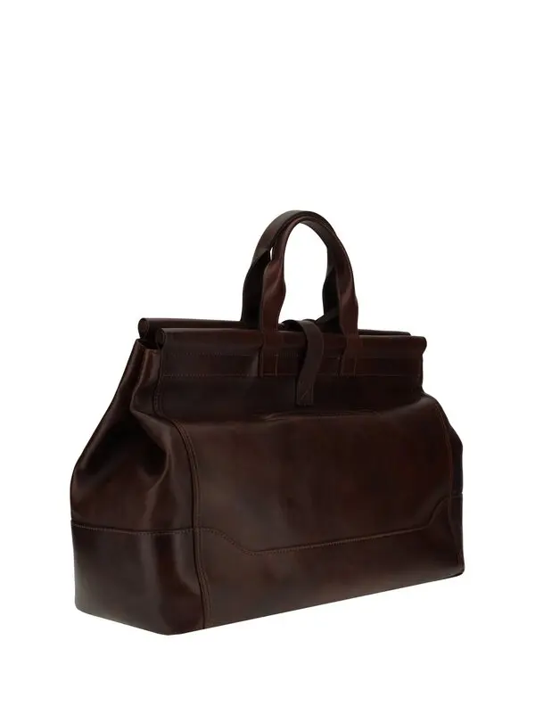 Brunello Cucinelli Logo Printed Buckle Detailed Travel Bag