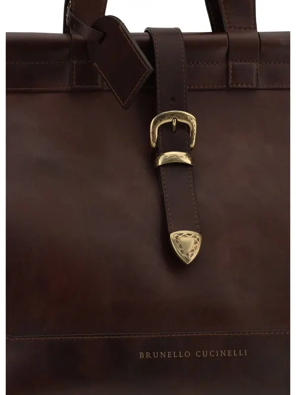 Brunello Cucinelli Logo Printed Buckle Detailed Travel Bag