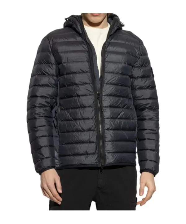 Stone Island Hooded Zip-up Jacket With Logo Patch