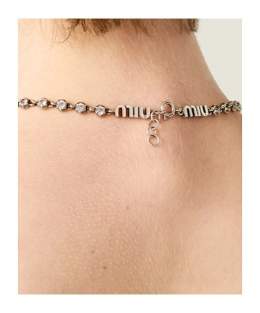 Miu Miu Metal Necklace With Crystals
