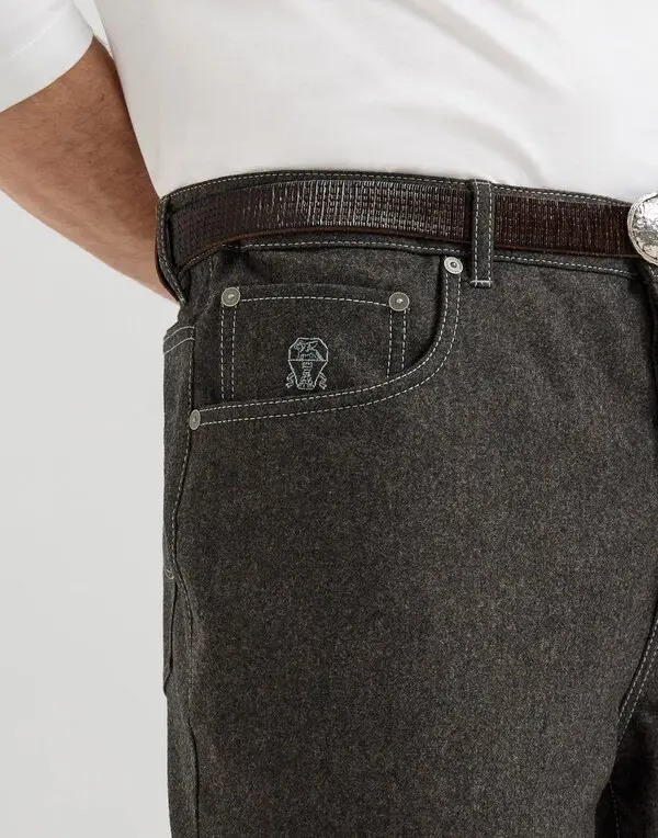 Brunello Cucinelli Virgin Wool Flannel Five-pocket Trousers