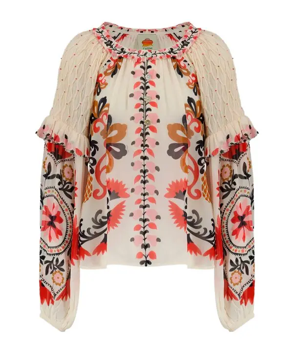 Farm Rio Mandala Crewneck Blouse With Beads