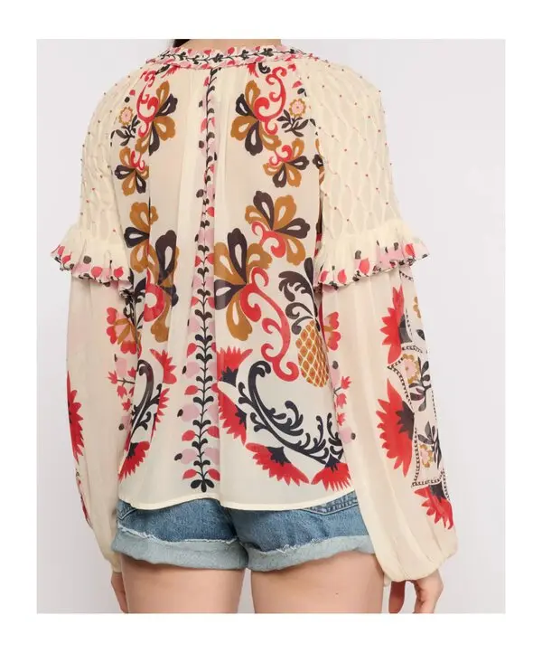 Farm Rio Mandala Crewneck Blouse With Beads