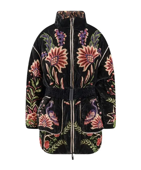 Farm Rio Floral Embroidered Reversible Zip Jacket