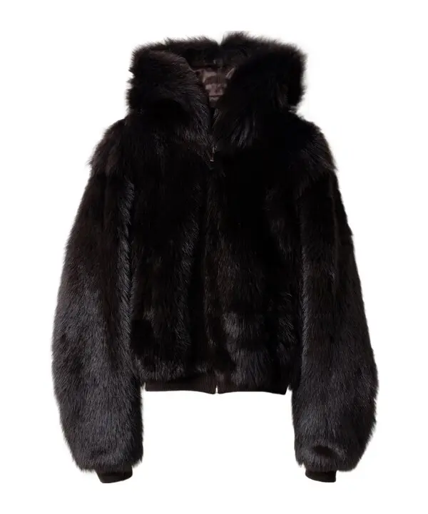 Miu Miu Shearling Zip-up Hoodie Jacket