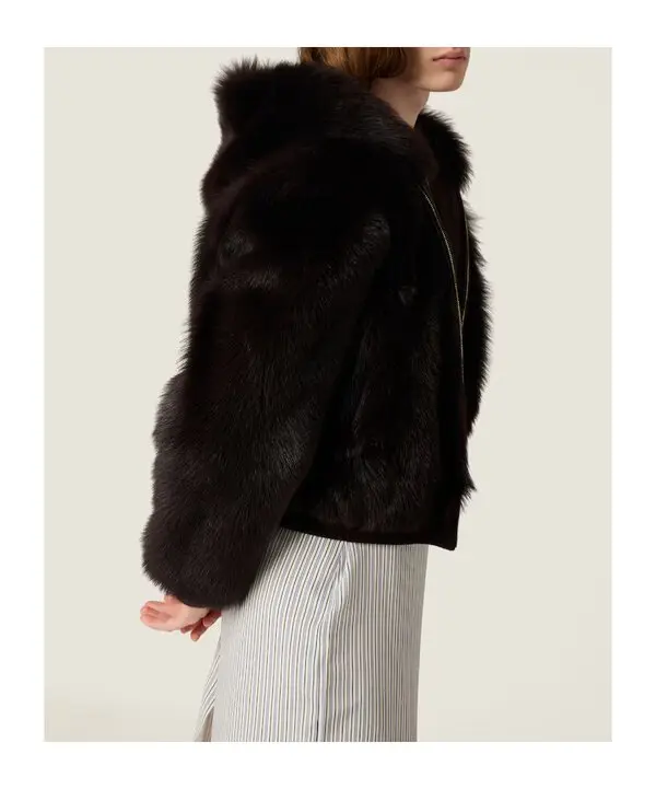 Miu Miu Shearling Zip-up Hoodie Jacket