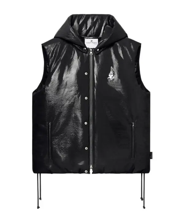 COURREGES Vinyl Puffer Gilet With Removable Hood