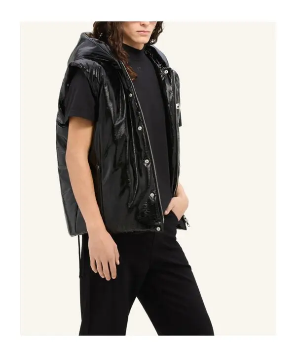 COURREGES Vinyl Puffer Gilet With Removable Hood