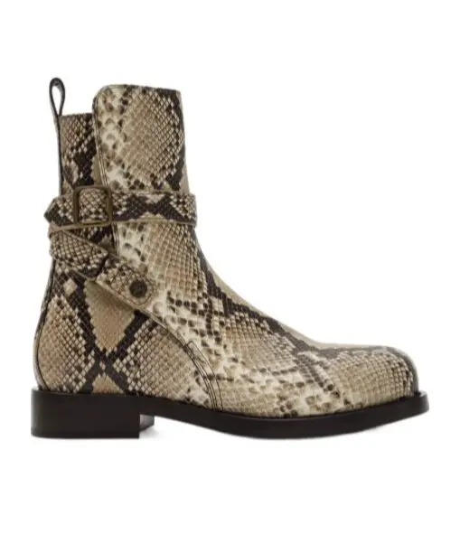 Burberry Python-print Leather Buckled Boots